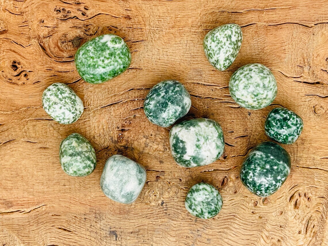 Qinghai Tumbled Stone - Green Dot Jade Chinese Green Jade - Meditation ...