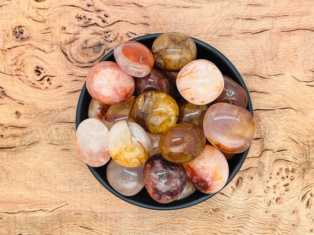 Fire Quartz Tumbled Crystal - Red Hematoid Quartz - Herlequin Quartz ...