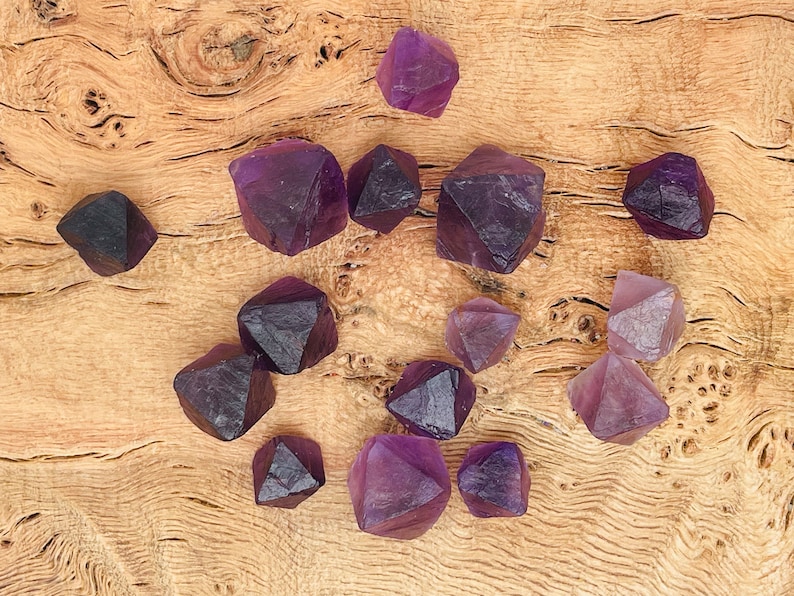 Purple Fluorite Octahedron Tumbled Stone Dark Purple Fluorite Raw Rocks ...