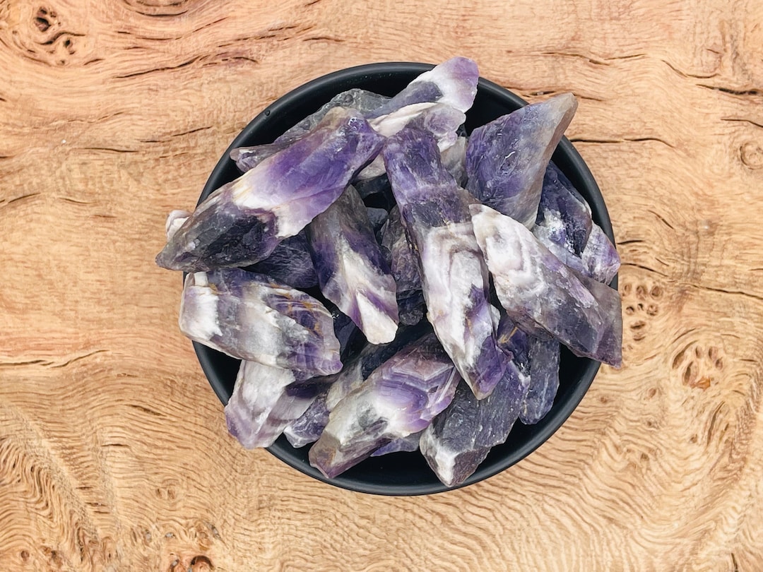 Chevron Amethyst Rough Stone - Bulk Raw Amethyst Crystal - Purple & White Amethyst Stone ...
