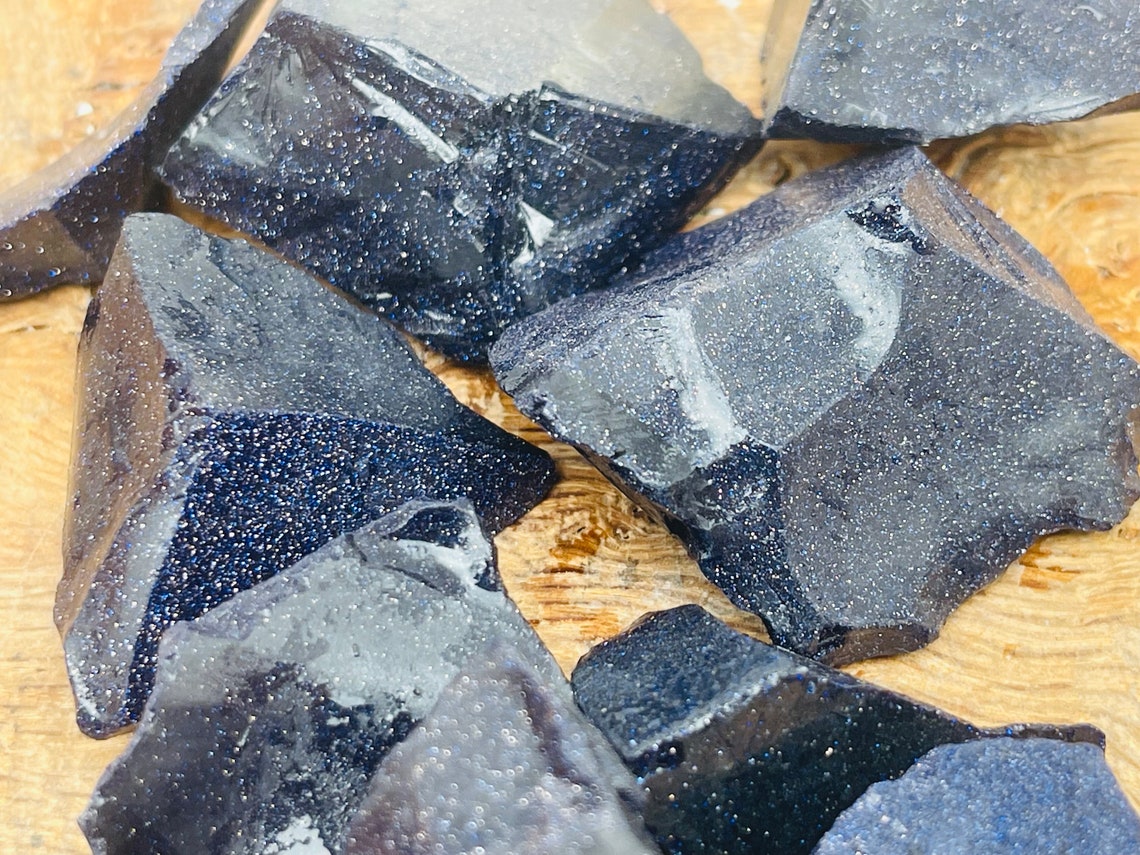 Blue Goldstone Rough Stone -blue Sandstone Crystal - Courage Stone ...
