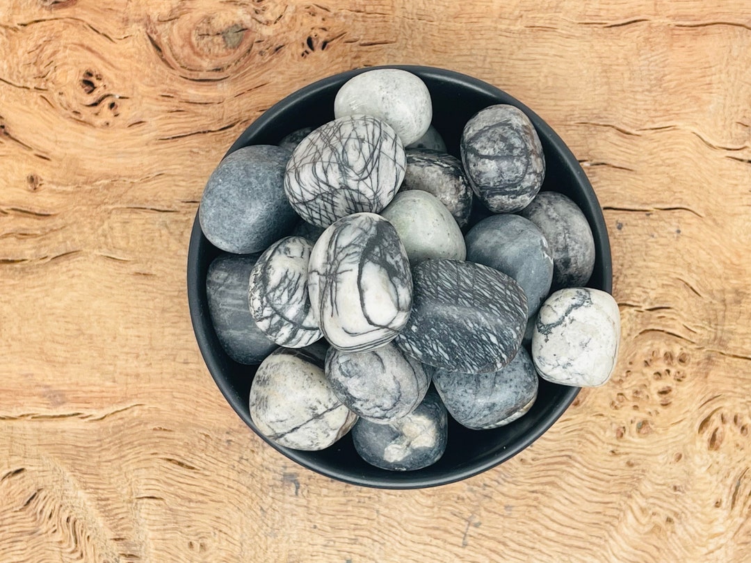 Spiderweb Jasper Tumbled Stone - Black Spider Web Jasper - Network ...