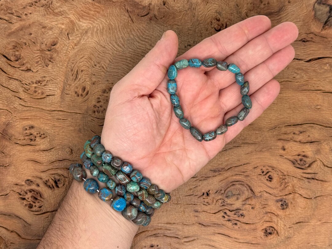 Natural Azurite Tumbled Bracelet Gemstone - Crystals Stretchy Bracelets ...