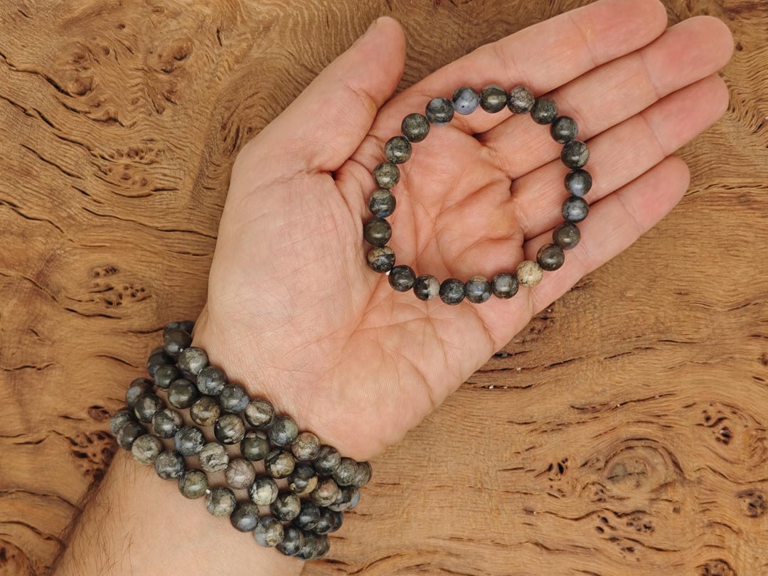 Que Sera Bracelet Gemstone Beads - Natural Blue Liberite Crystals ...