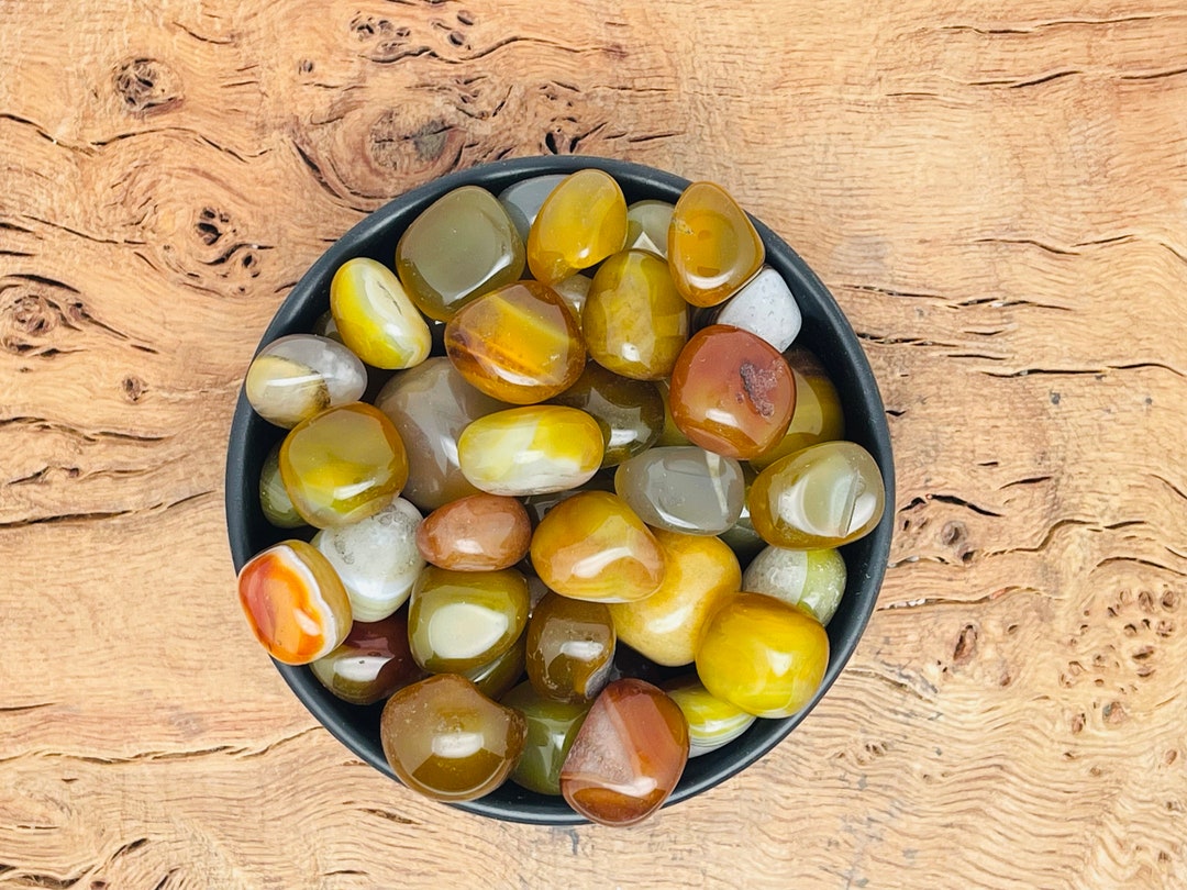 Yellow Agate Tumbled Stone - Tumbled Stones - Bulk of Yellow Banded ...