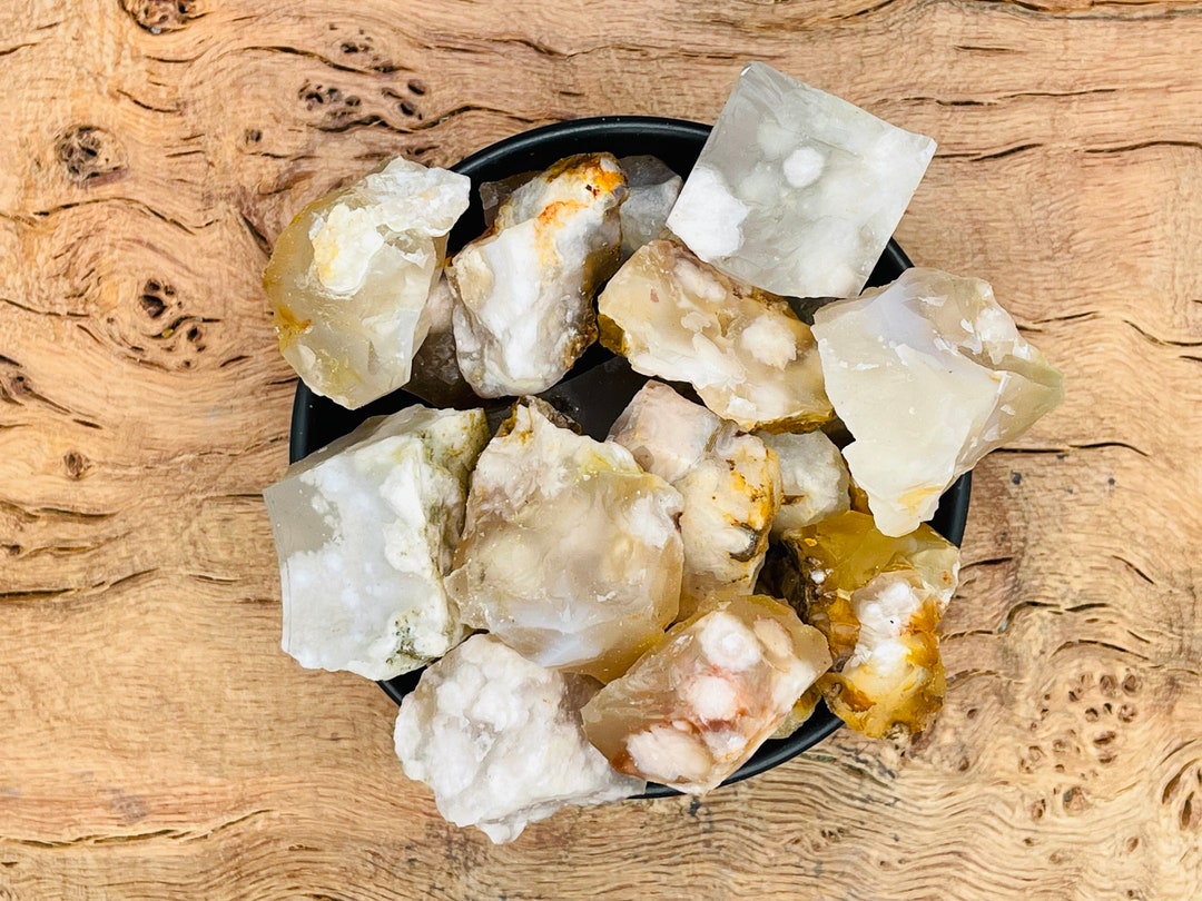 Flower Agate Rough Stone - Cherry Blossom Agate Raw Crystals - Crystal ...