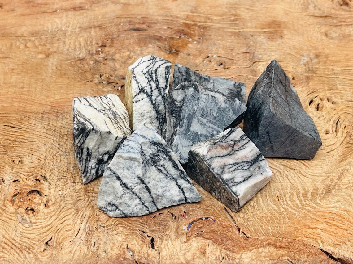 Spiderweb Jasper Rough Stone - Raw Black Spider Web Jasper - Picasso ...