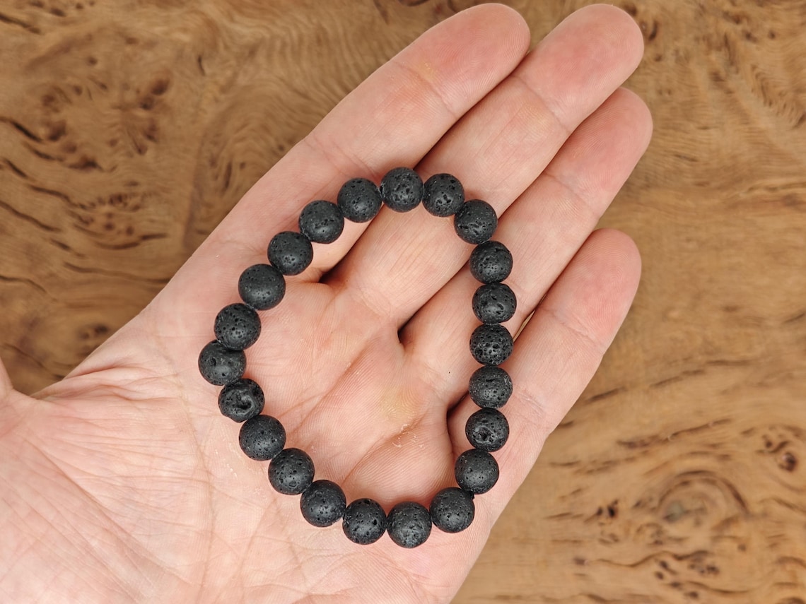 Lava Bracelet Gemstone Beads - Natural Crystals Stretchy Bracelets ...