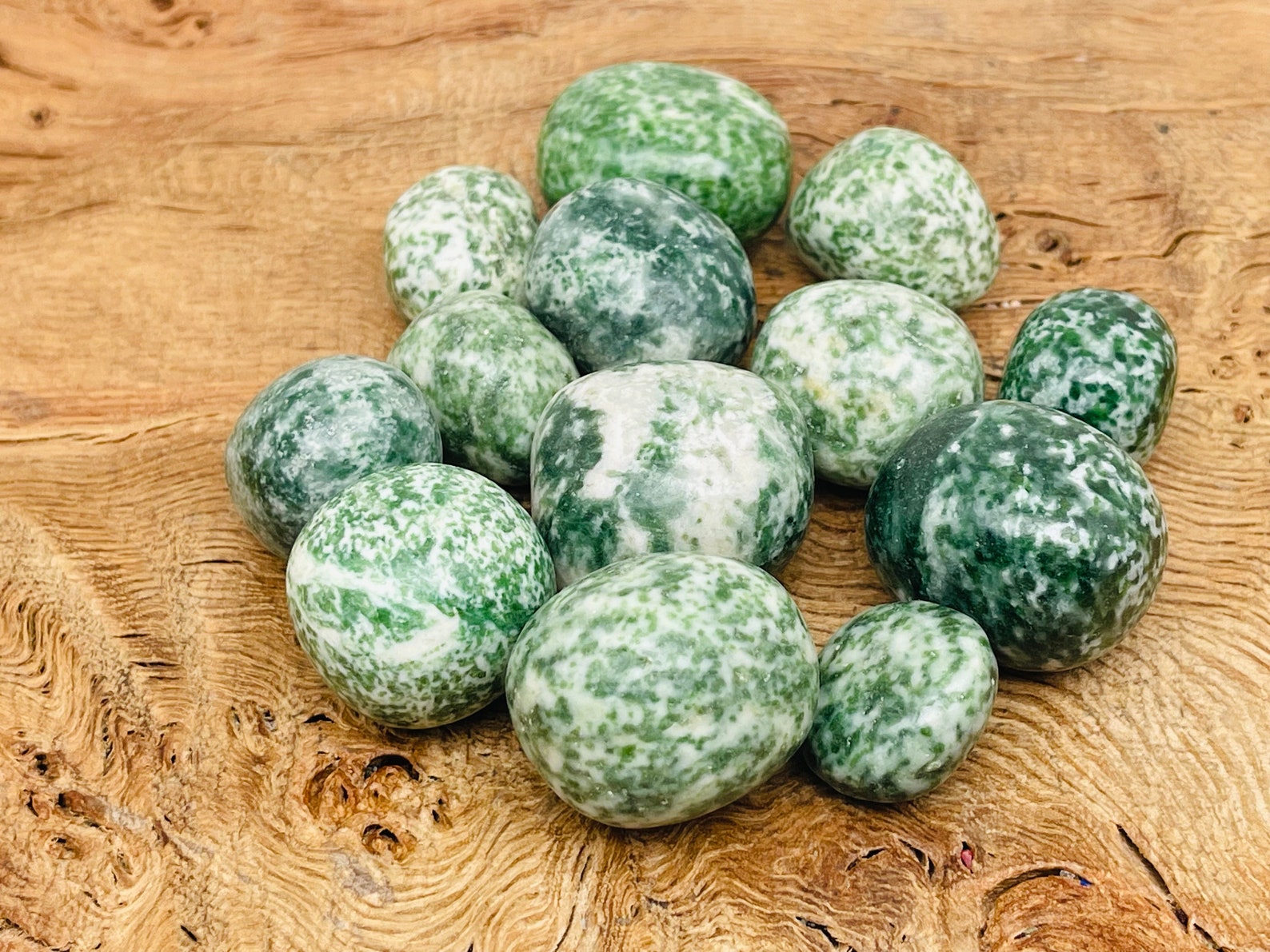 Qinghai Tumbled Stone - Green Dot Jade Chinese Green Jade - Meditation ...