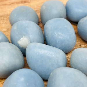 Angelite Tumbled Crystal - Natural Angelite Stones - Light Blue ...