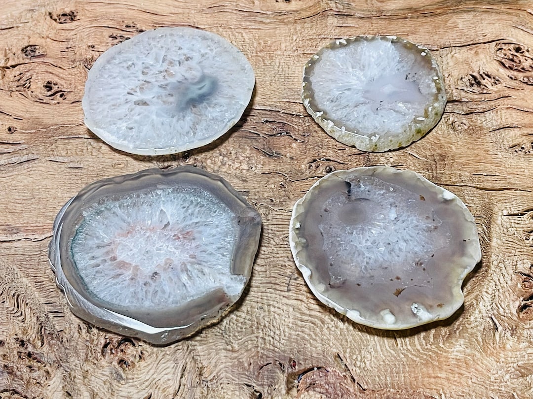Grey Agate Slice Round Shape - Agate Slab Geode - Genuine Agate Slice ...