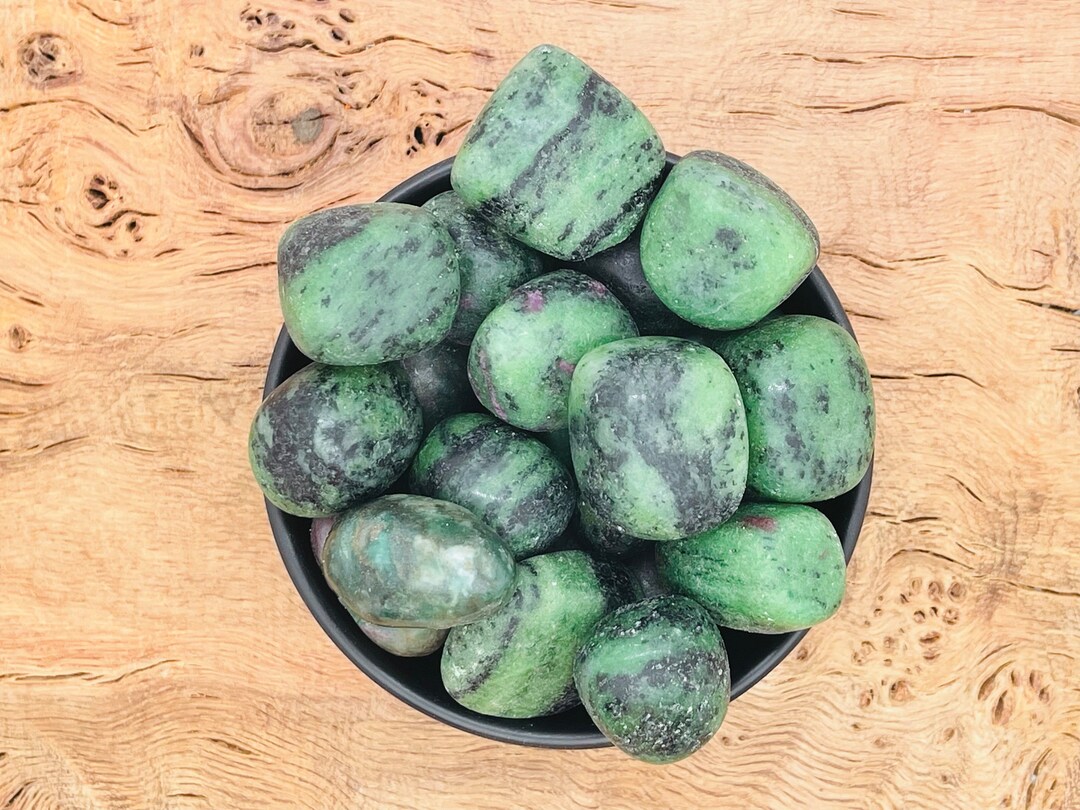 Ruby Zoisite Tumbled Stone - Polished Ruby in Zoisite - Tumbled Anyolite Stone - African Ruby ...