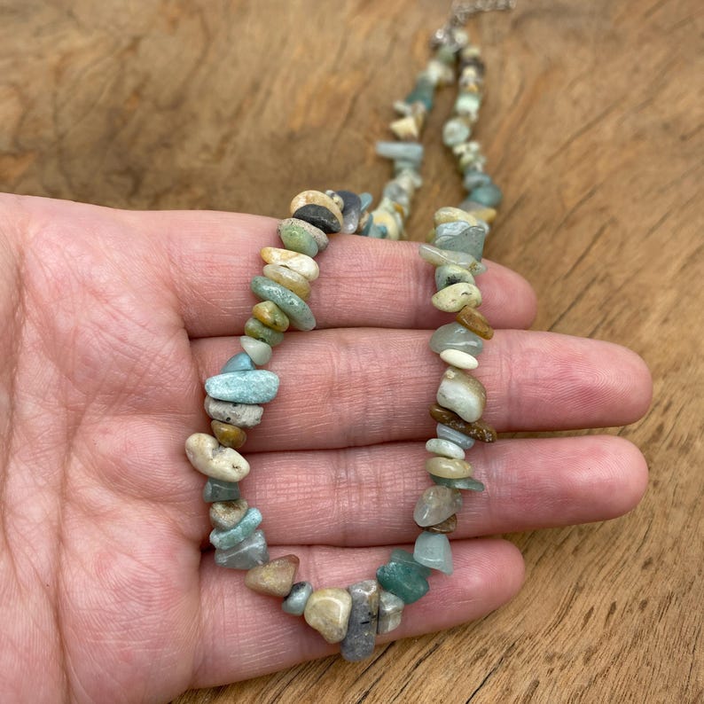 Caribbean Calcite Chip Necklace - Healing Gemstone Jewelry - Handmade ...