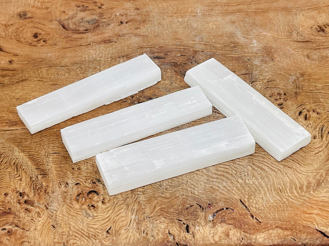 Selenite Stick Natural Stone - 8cm Raw Selenite Wand Stone - Protection Crystal - Reiki Healing ...