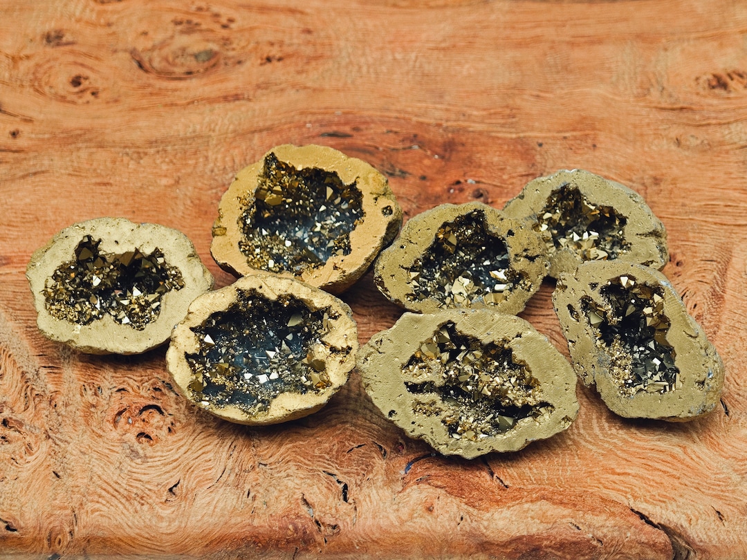 Golden Aura Quartz Geode Cluster - Rainbow Aura Quartz Geode Cluster ...