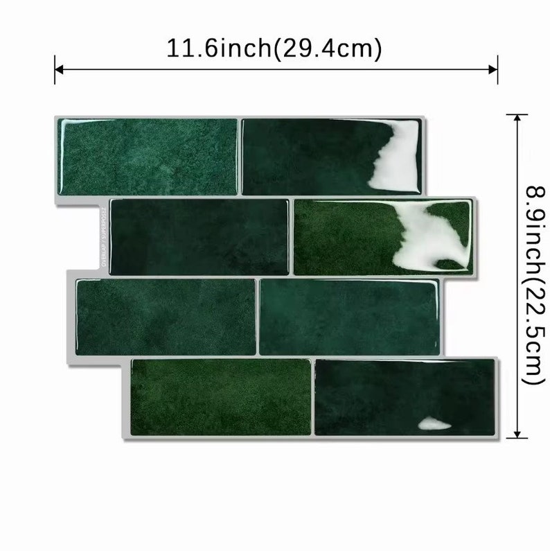 Easy Stick Tile 10pcs Emerald Green 3D Backsplash Sticker Tiles for ...