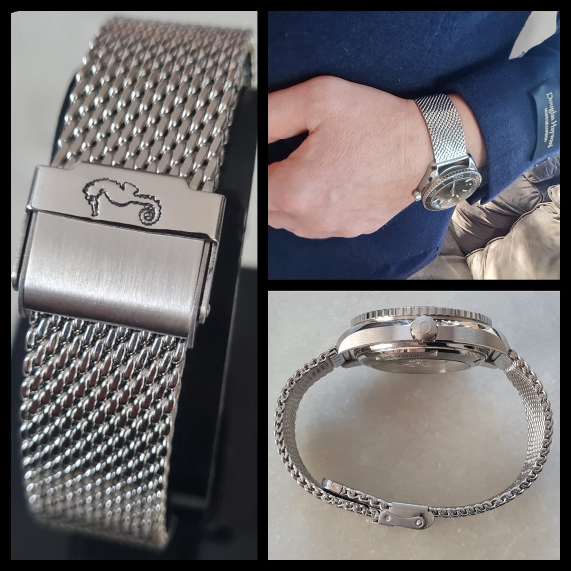 Shark SEAMASTER Watch Strap 18 20mm 22mm 24mm Exceptional 316l SS Mesh ...