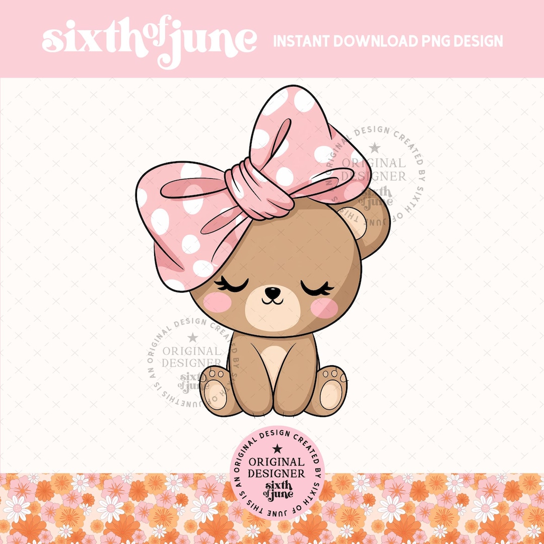 Baby Bear PNG, Cute Girl Teddy Bear Clipart, Pink Bow Baby Shower ...
