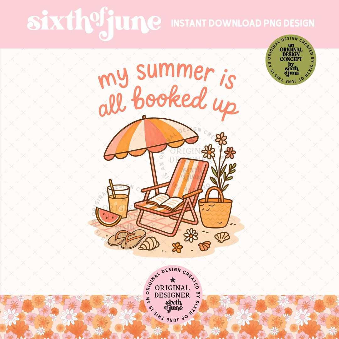My Summer is All Booked up PNG, Summer Beach Book Lover Sublimation ...
