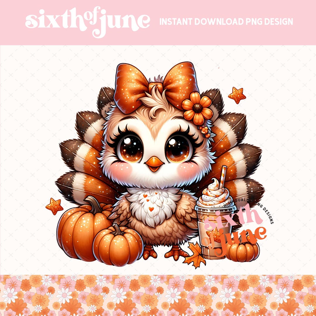 Adorable Thanksgiving Turkey PNG, Cute Coffee Lovers Thanksgiving ...