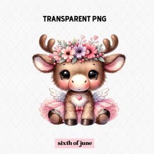Cute Angel Moose Sublimation Design, Trendy Adorable Baby Moose ...