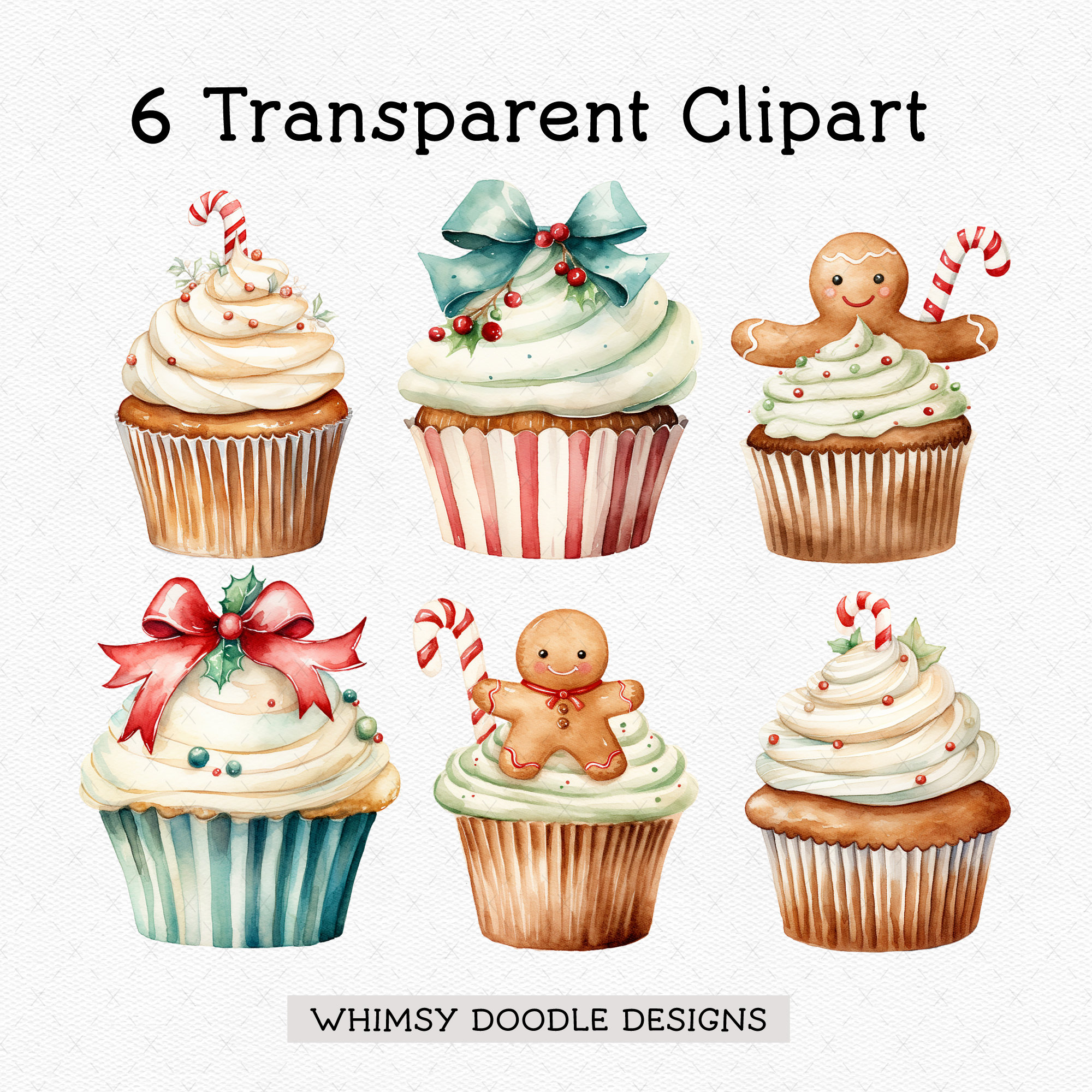 Cute Christmas Cupcake PNG Clipart Pack, Gingerbread Man Cupcake ...