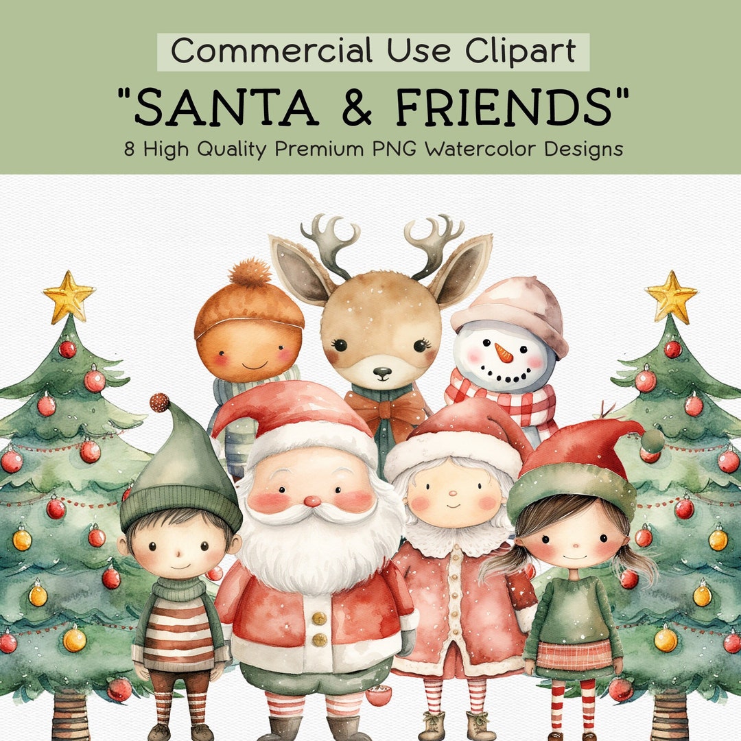 Santa & Friends Clipart Pack Cute Santa Clause Clipart - Etsy UK