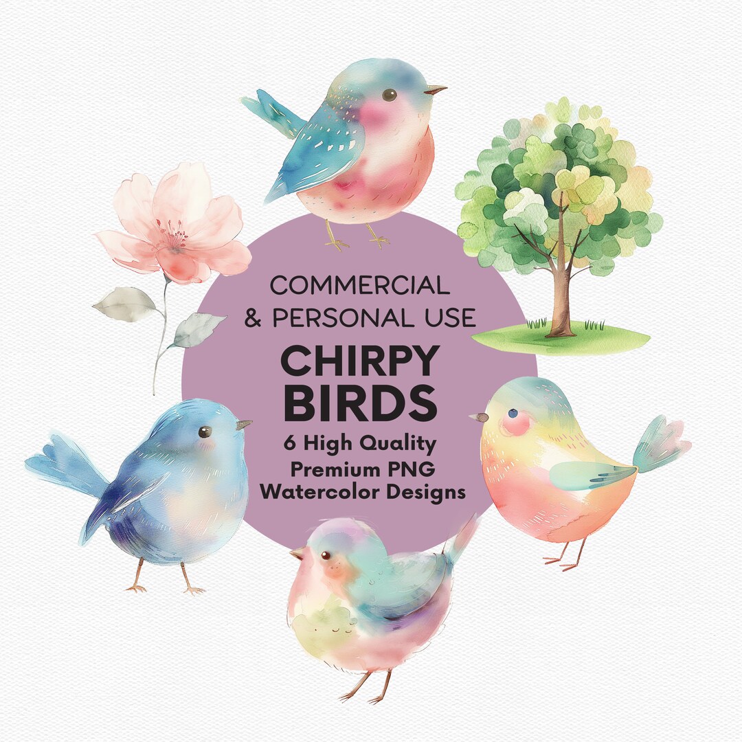 Watercolor Pastel Bird Clipart, Hand Painted Cute Birds Illustrations ...