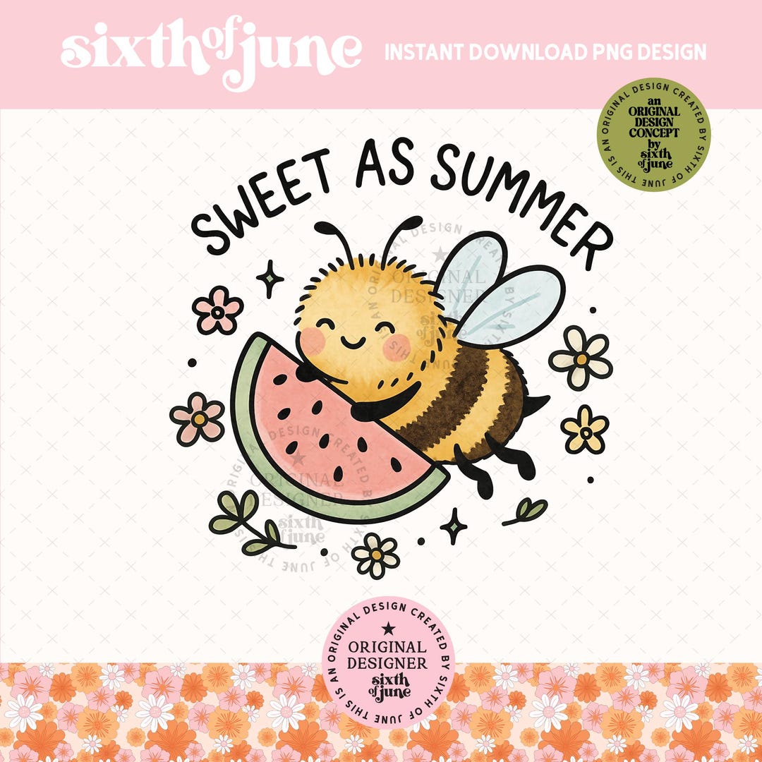 Sweet as Summer Bee PNG, Watermelon Bee Clipart, Cute Summer Bee Art ...