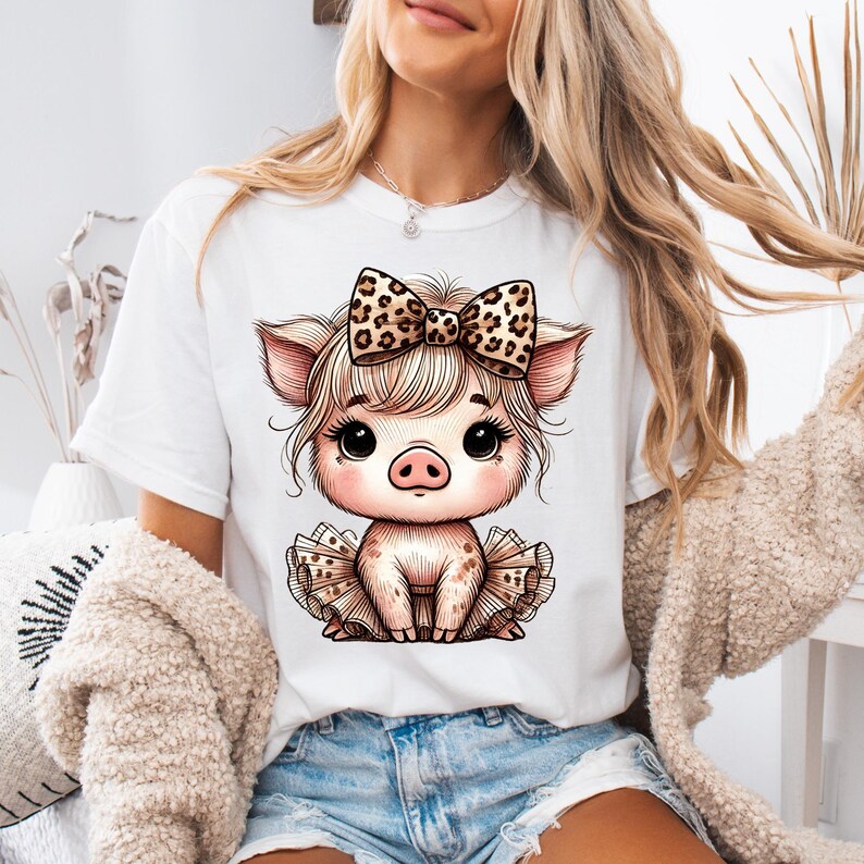 Cute Pig Png, Leopard Print Bow, Pig Designs, Farm Animal Clipart, Baby ...