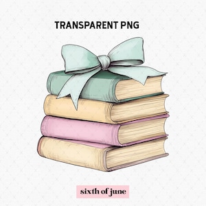 Vintage Stack of Books Clipart, Pastel Book Illustrations, Book PNG ...