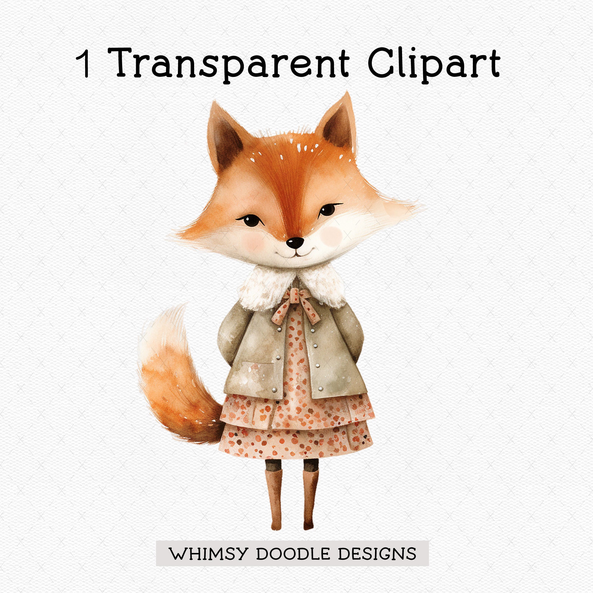 Watercolor Fox Clipart, Cute Foxy Illustration, Forest Animal Digital ...