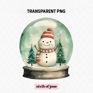 Cute Christmas Snow Globe Clipart, Watercolor Snowman, Elf, Fox, Santa ...