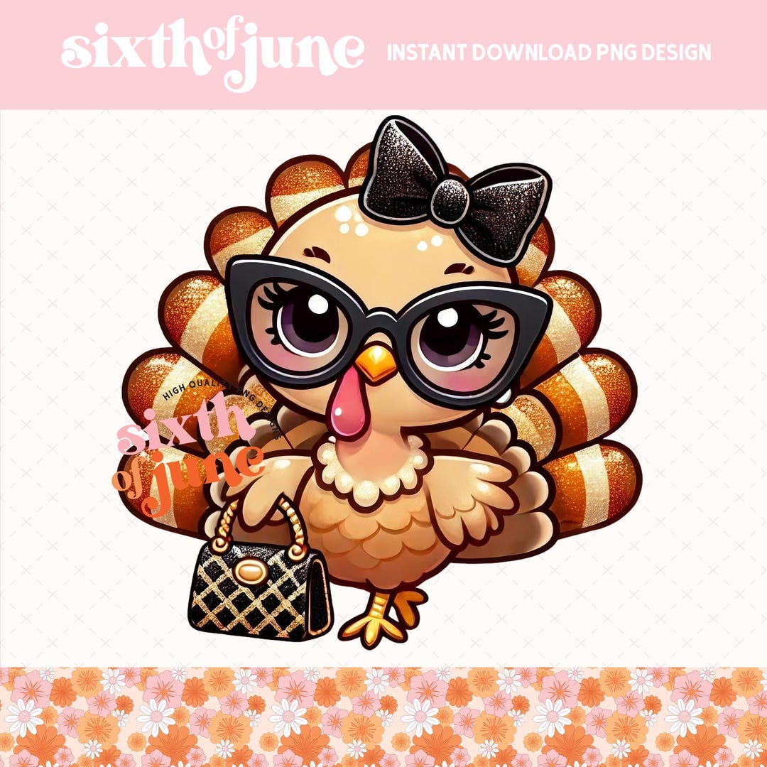 Bougie Thanksgiving Turkey Sublimation Design, Cute Turkey PNG ...