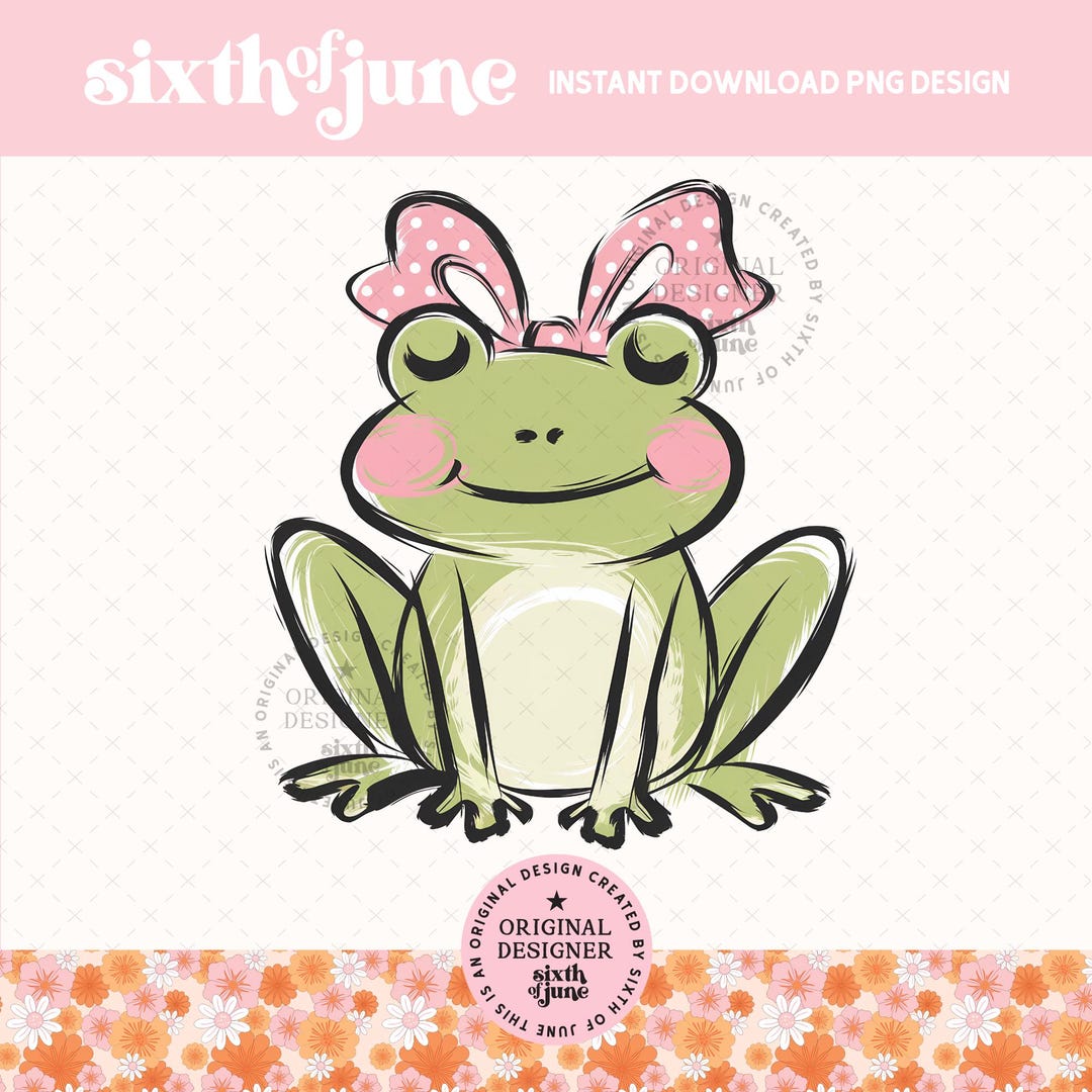 Cute Frog PNG, Cute Girly Coquette Frog Clipart, Pink Bow Baby Shower ...