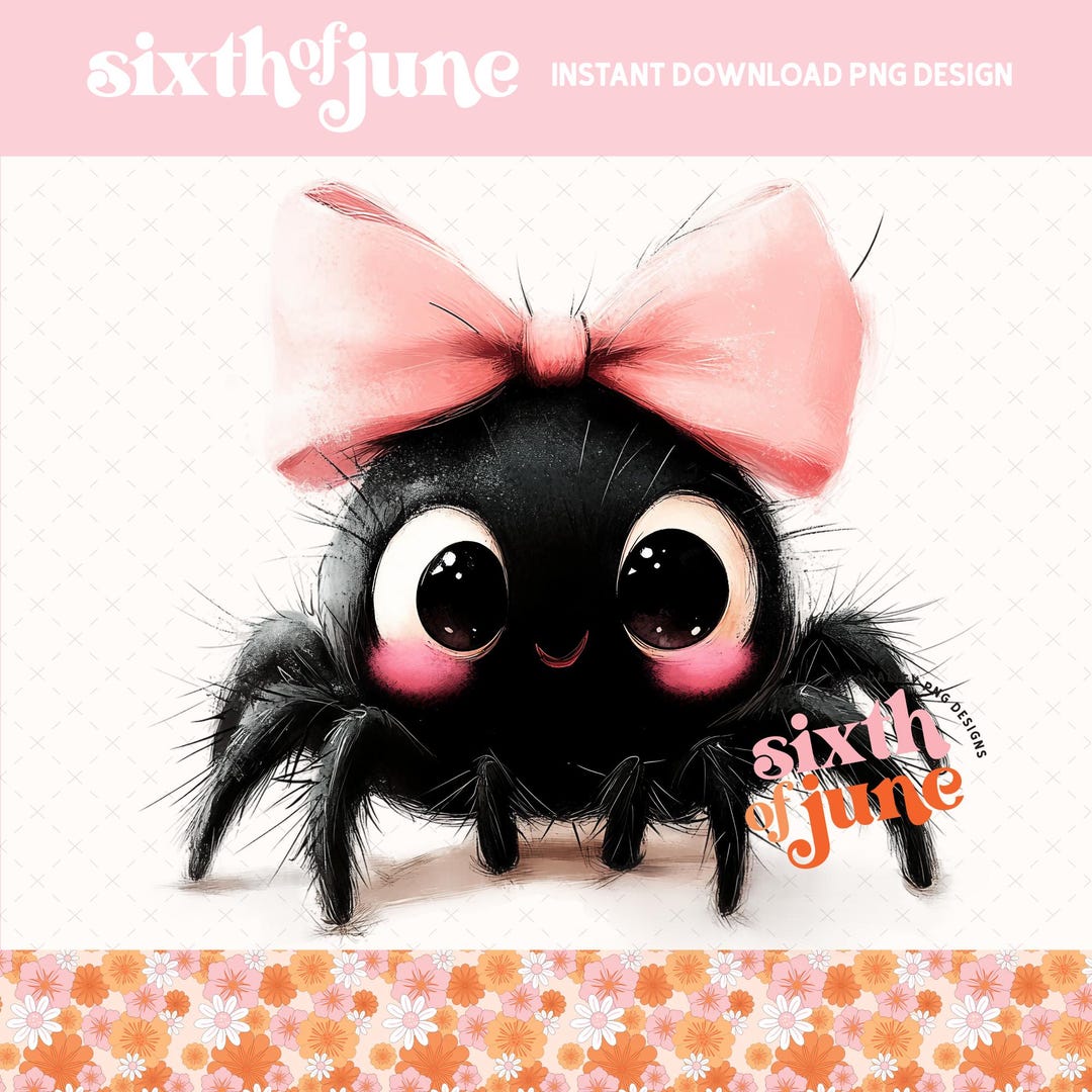 Cute Spider With Pink Bow PNG Design, Kawaii Halloween Sublimation ...