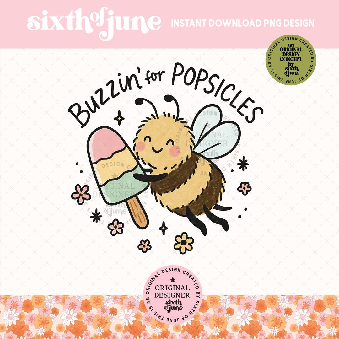 Buzzin’ for Popsicles PNG, Cute Bee Clipart, Summer Bee Art, Pastel ...
