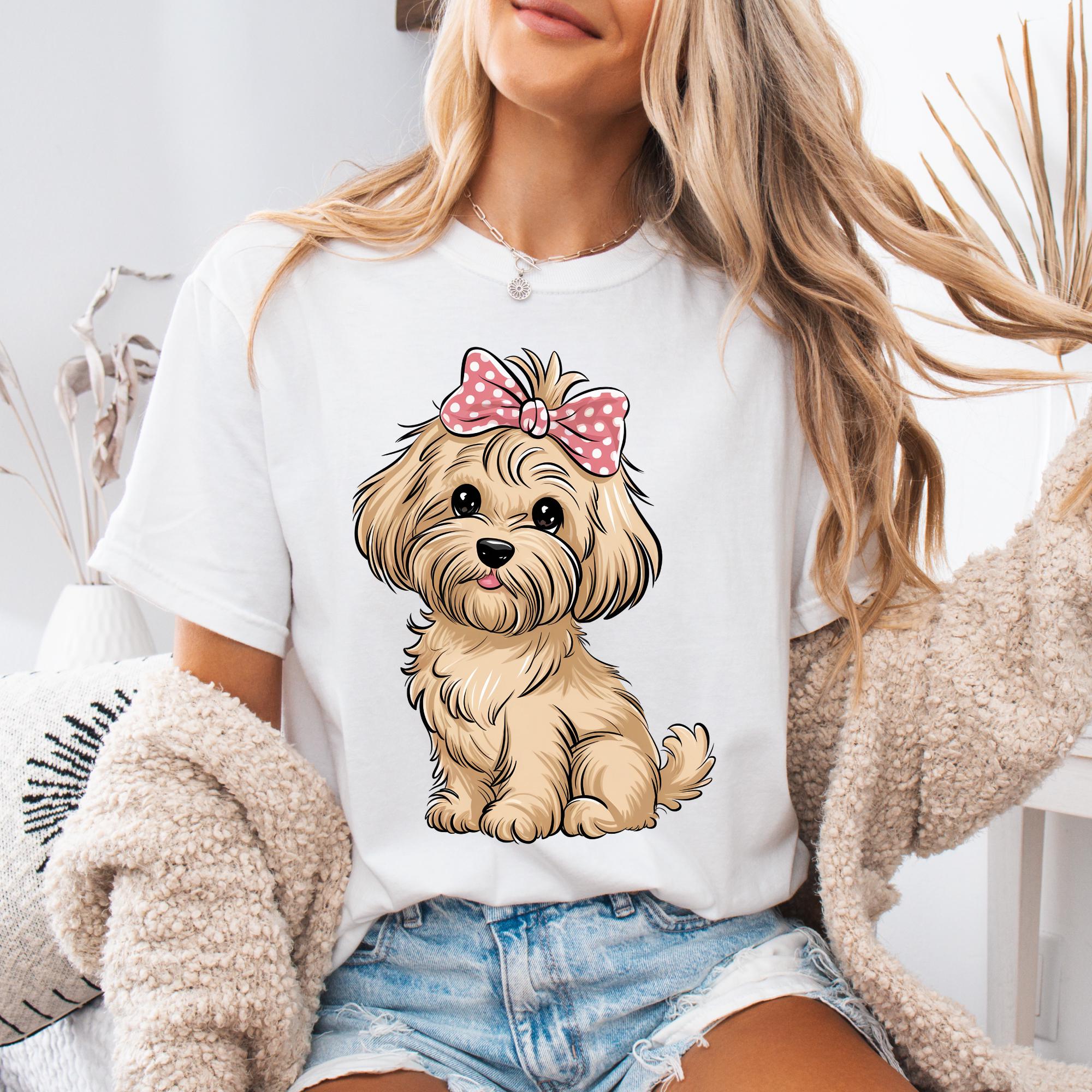 Goldendoodle Puppy PNG, Cute Girl Goldendoodle Clipart, Pink Bow Baby ...