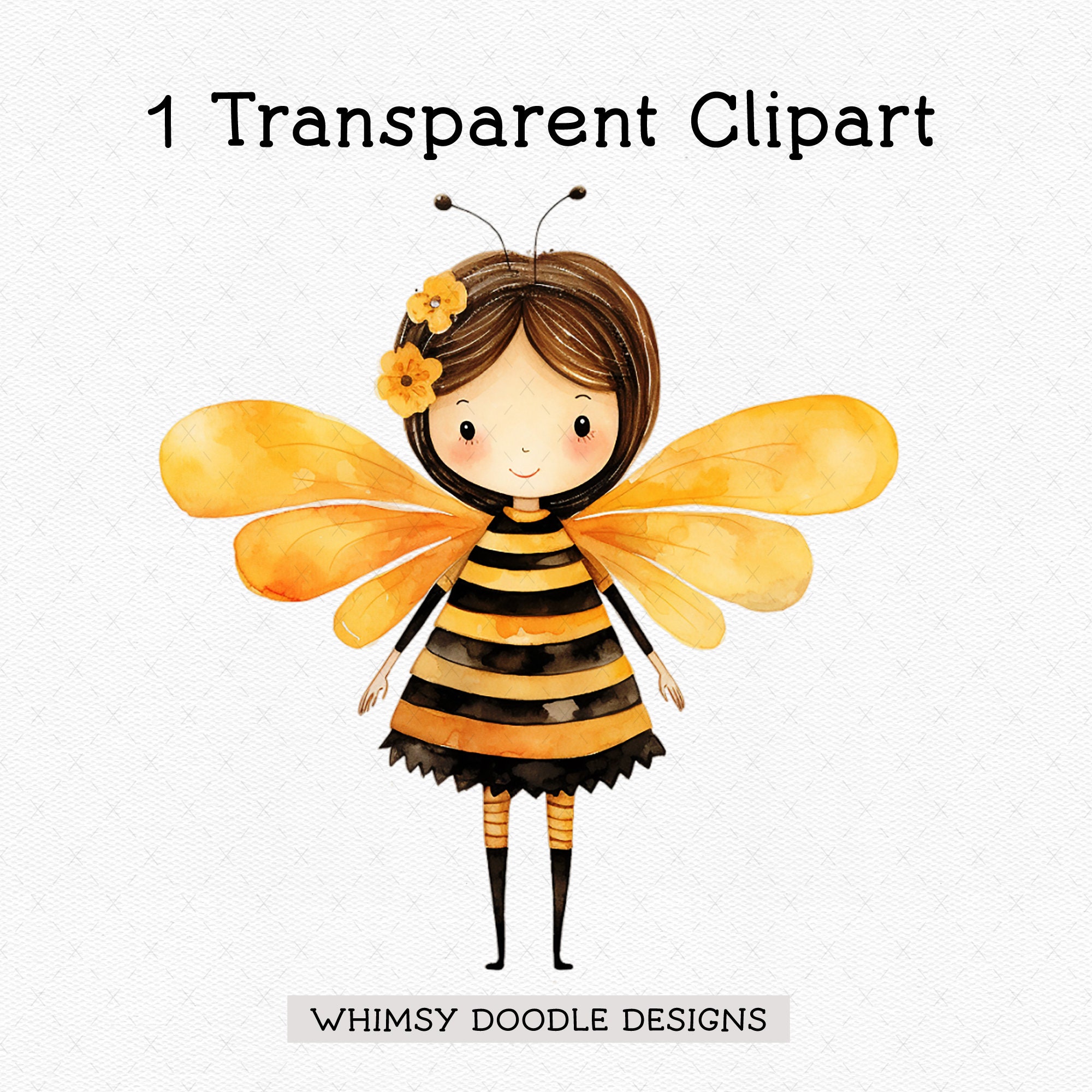 Whimsical Bee Girl Clipart, Cute Bumblebee Digital Download, Kids ...