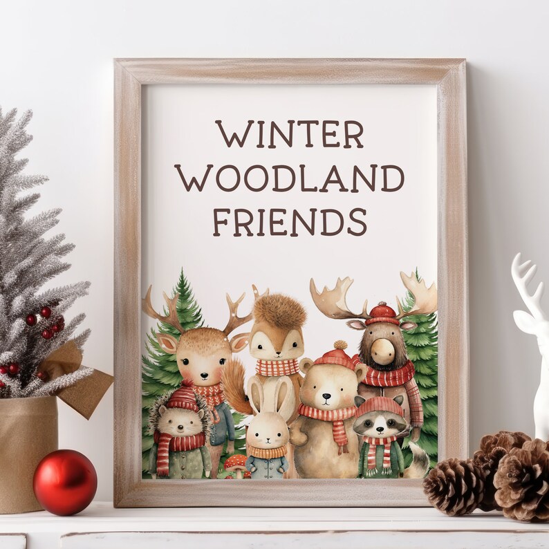 Woodland Animals Christmas Clipart Bundle, Winter Woodland Watercolor ...