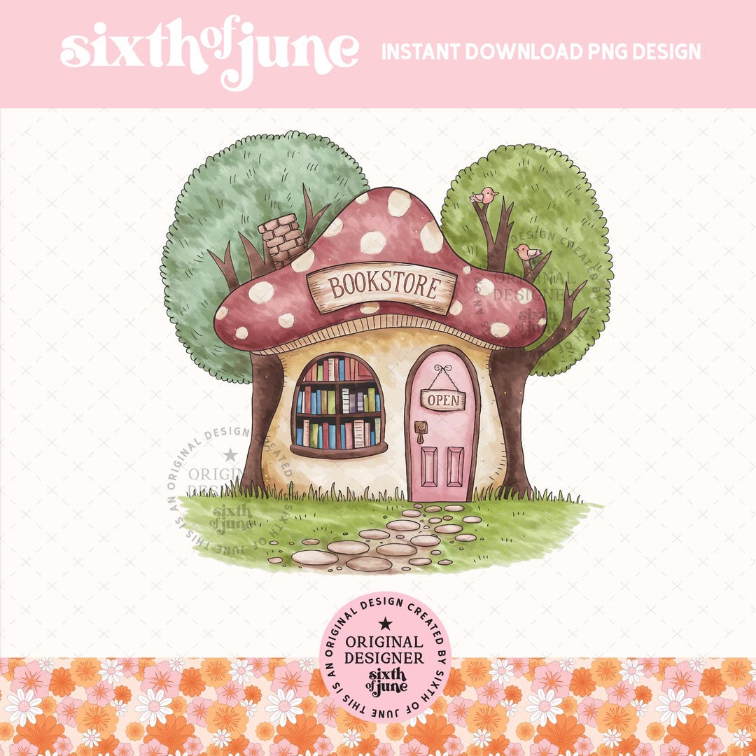 Cozy Cottagecore Bookshop Png, Whimsical Bookstore Png, Cute Book Lover ...