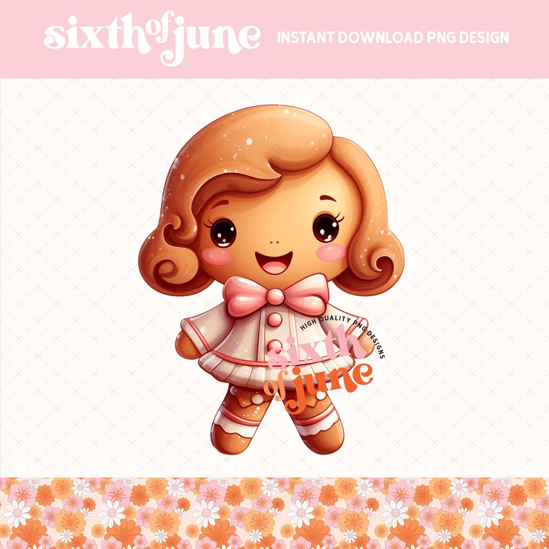 Cute Gingerbread Girl Clipart, Christmas Holiday Sublimation Design ...