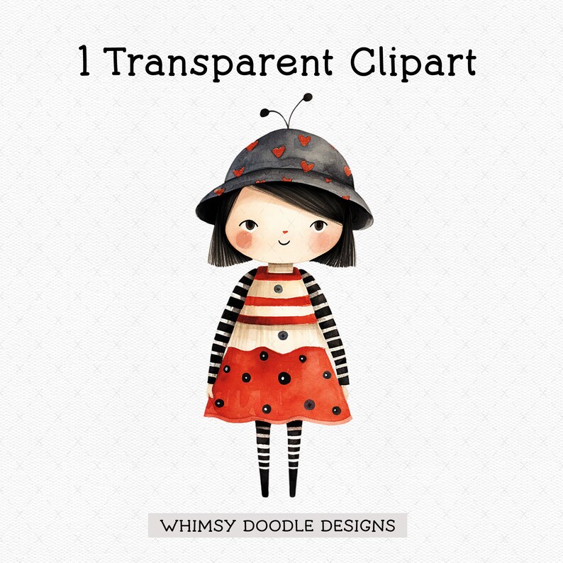 Cute Ladybug Girl Clipart SINGLE IMAGE for Commercial Use - Etsy Australia
