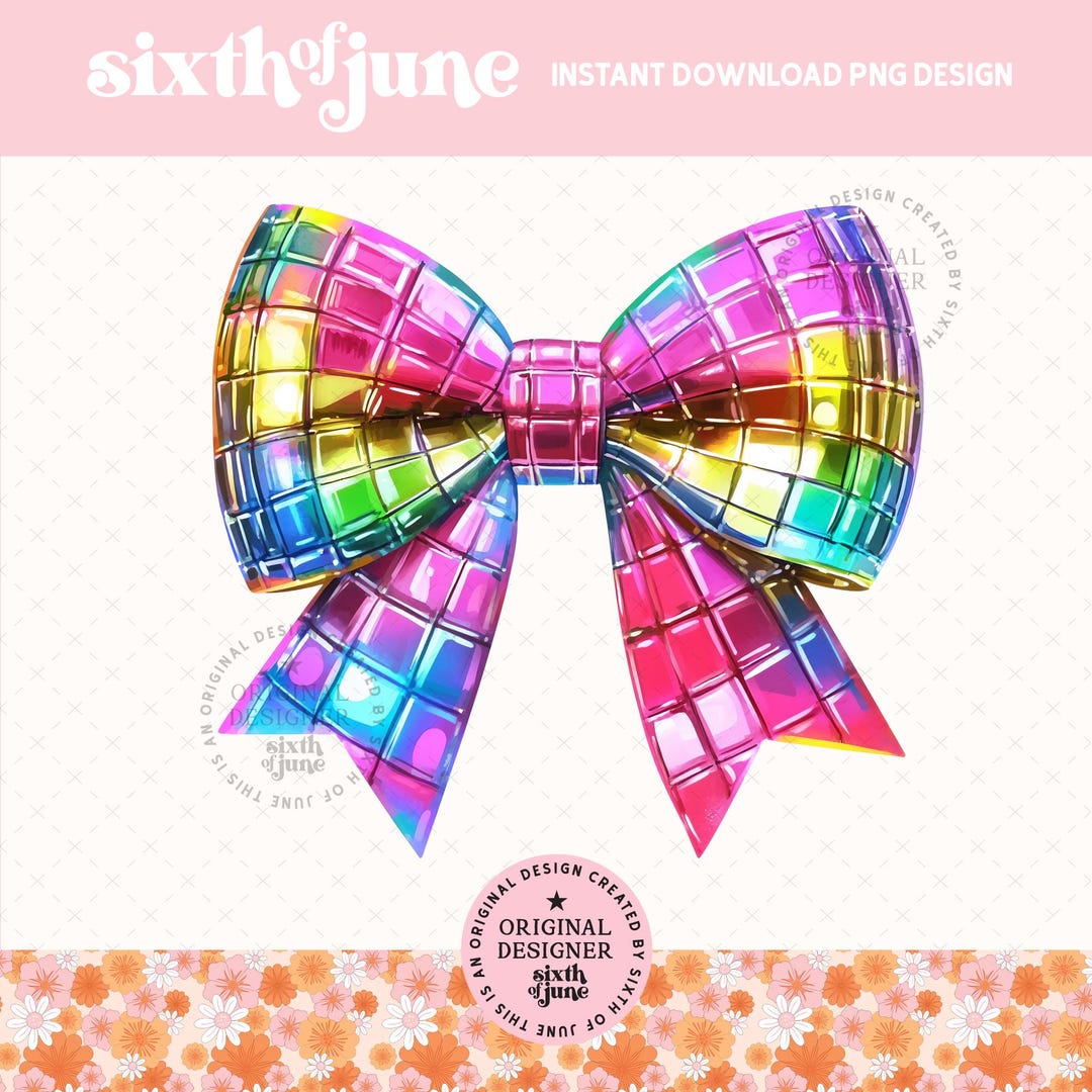 Cute Disco Pink Bow Png Sublimation Design, Disco Ball Bow Png, Trendy ...