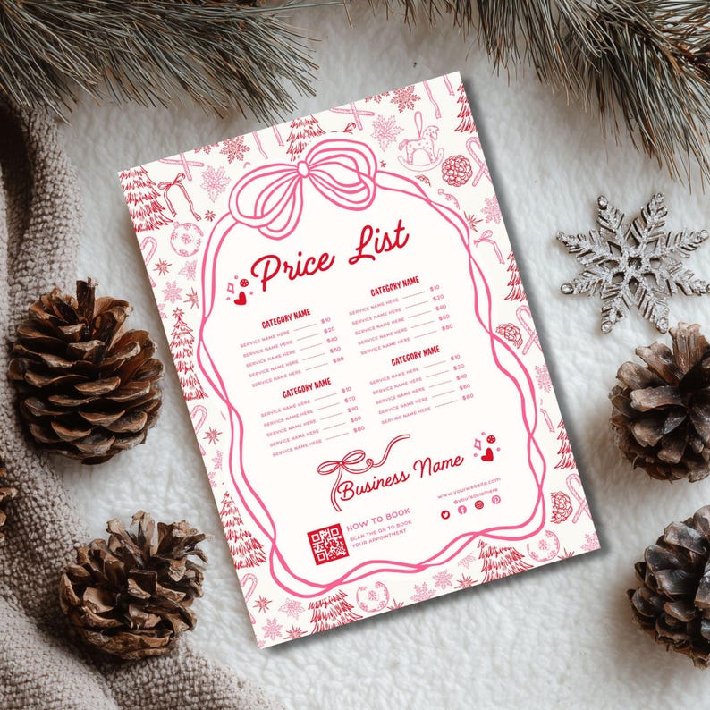 Editable Holiday Price List Template, Christmas Vendor Pricing Sign ...