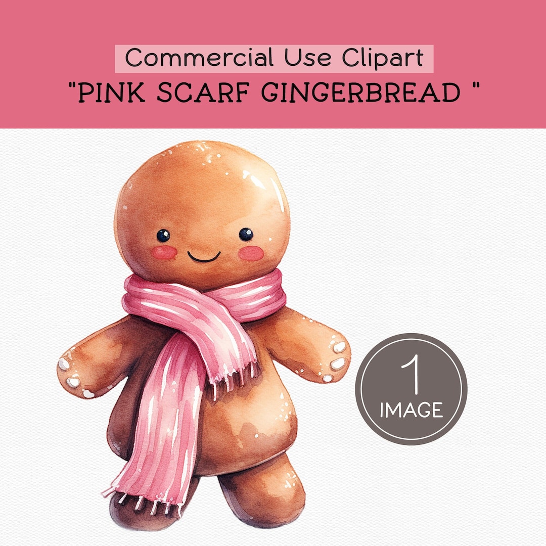 Pink Gingerbread Man Clipart SINGLE IMAGE Commercial License ...