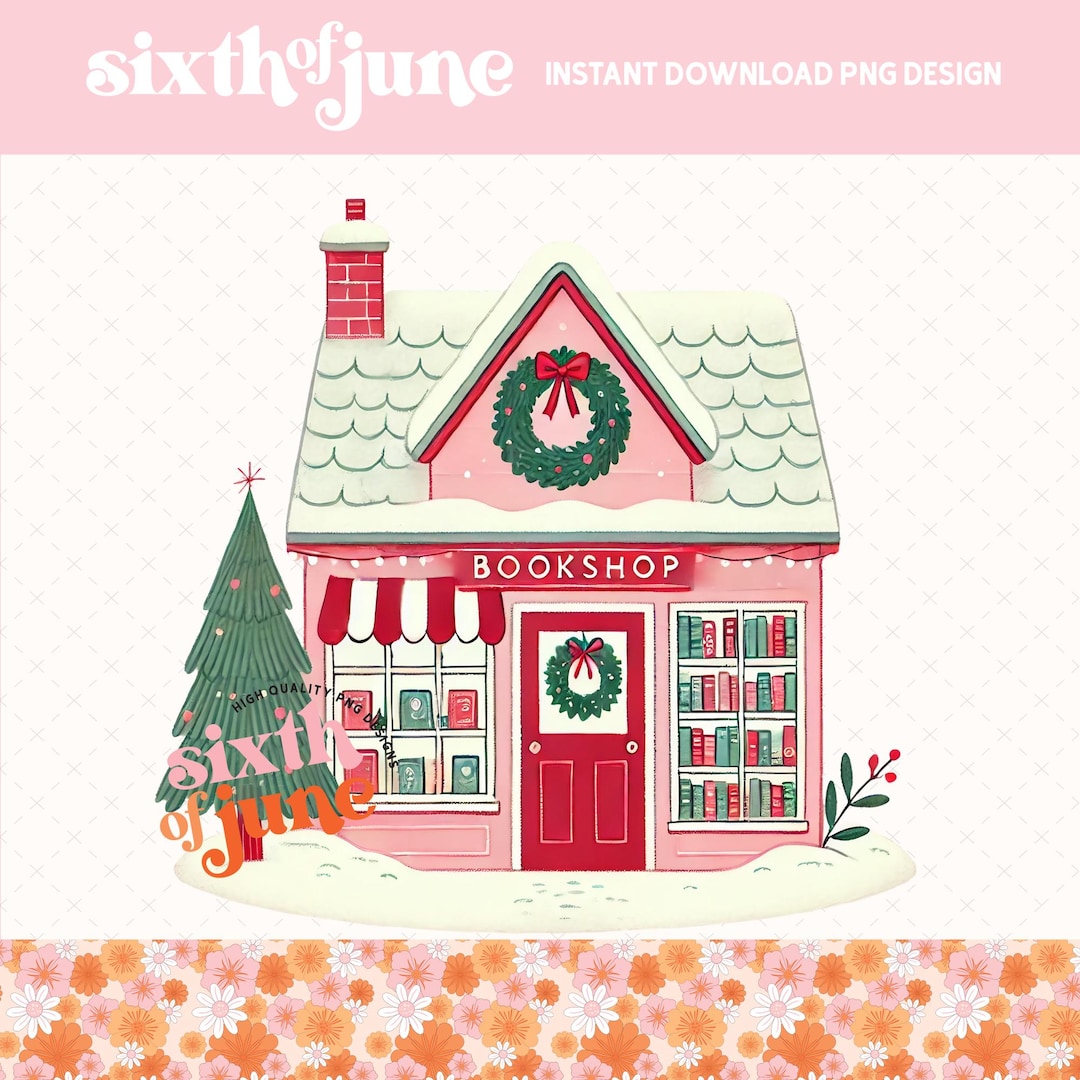 Seasonal Bookshop Clipart, Cozy Holiday Book Lover PNG, Christmas ...
