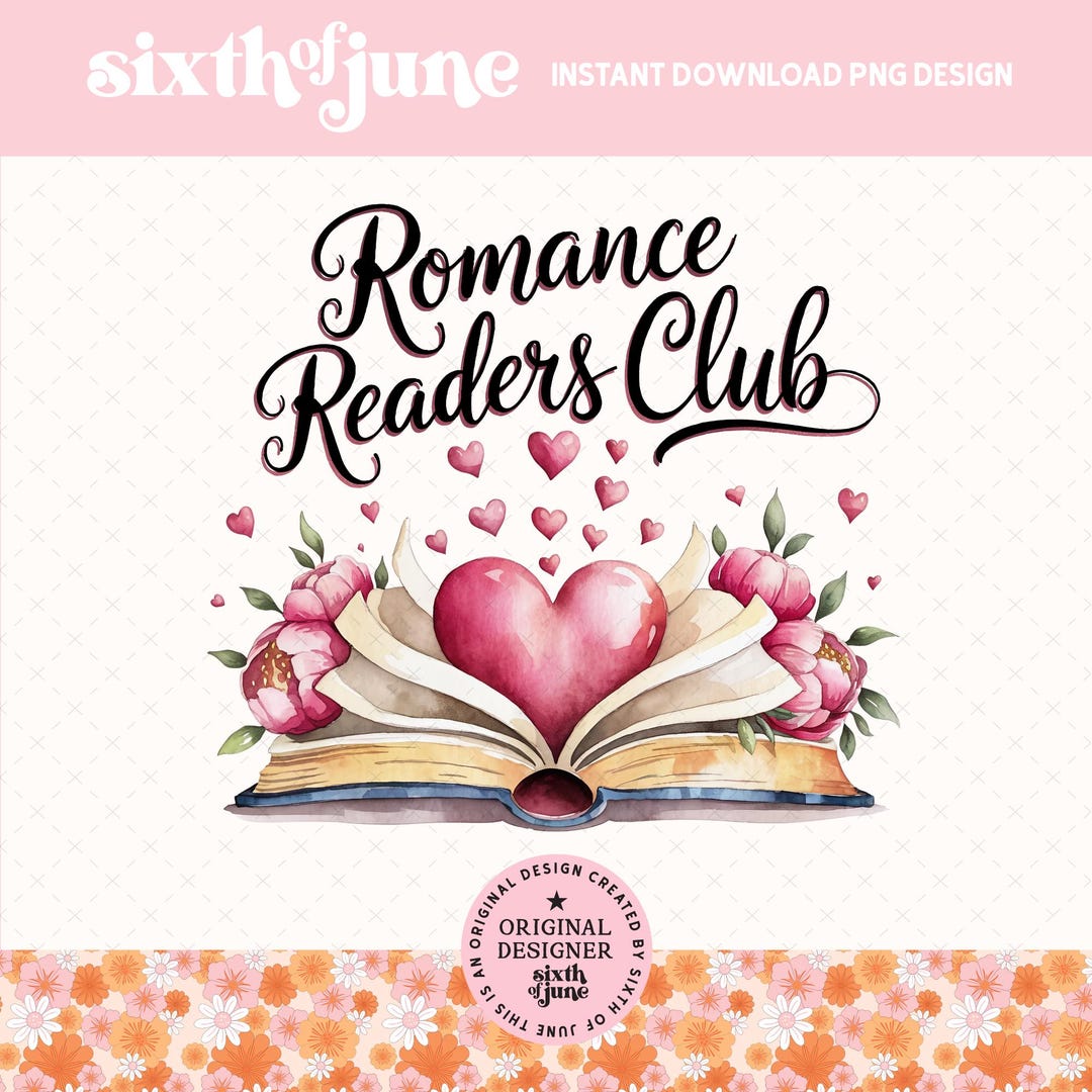 Romance Readers Book Club PNG, Cute Trendy Book Lover T-shirt Png ...