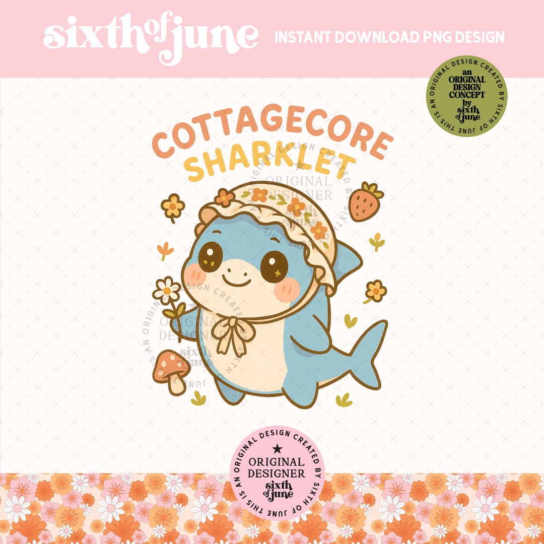 Cottagecore Shark PNG, Whimsical Shark Design, Cute Ocean Clipart ...