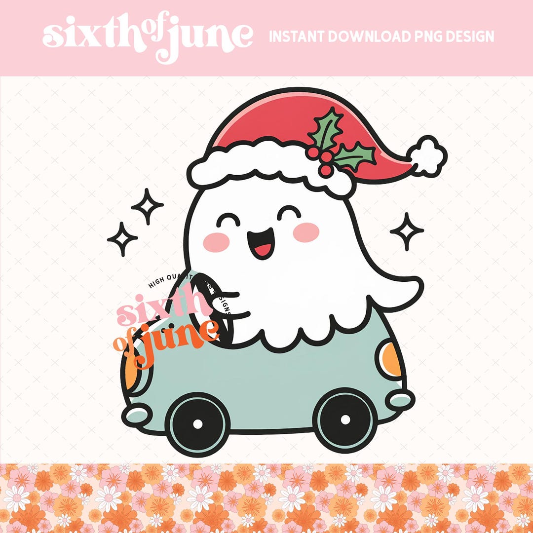 Cute Ghost Driving a Car PNG, Sublimation Design, Adorable Halloween ...